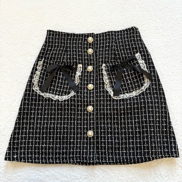 Skirts | Skirt L Jirai Kei Ryosan Anime Bow Pearl Lolita Kawaii Tweed ...